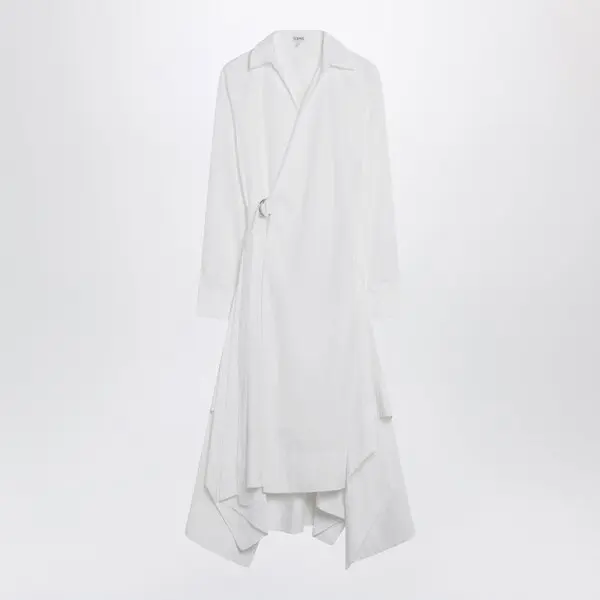 Loewe Draped Silk Dress - White