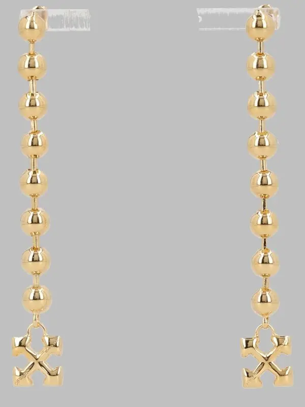 Off-White Arrow Ball Drop Earrings - Gold