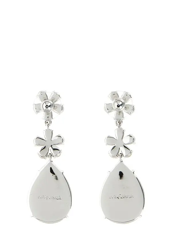 SELF-PORTRAIT Crystal Flower Tiered' Earrings - Silver