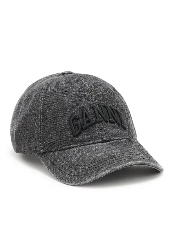 GANNI Embroidered Denim Cap