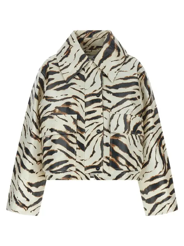 GANNI Laminated Fabric Jacket - Multicolor