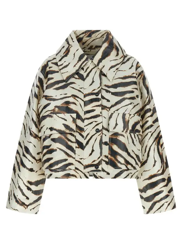 GANNI Laminated Fabric Jacket - Multicolor