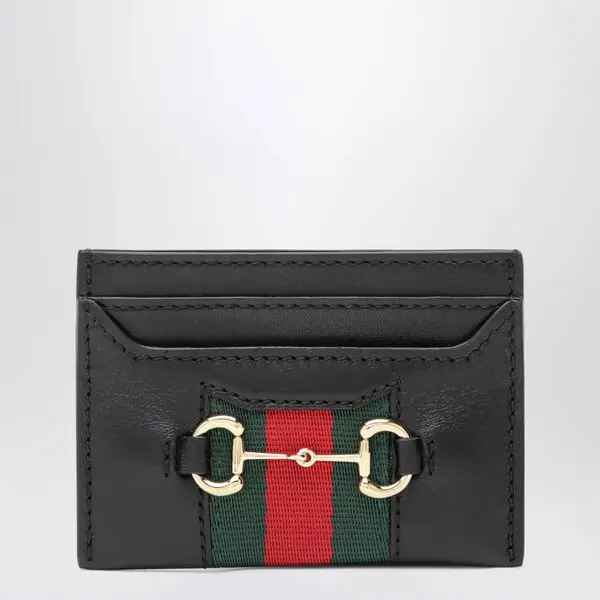 Gucci Web Cardholder With Horsebit In Leather