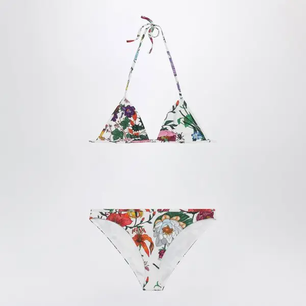 Gucci Sparkling Jersey Bikini With Flora Print - Multicolor