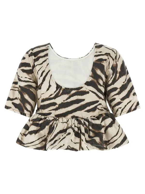 GANNI Zebra Graphic Print Top