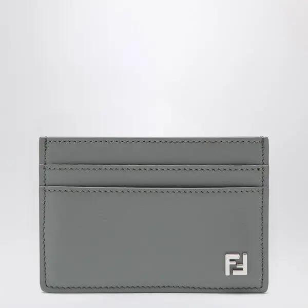 Fendi Light Grey Ff Squared Card Holder - Gray