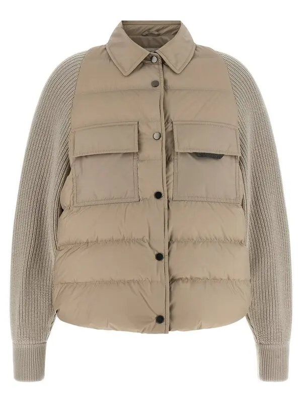 Brunello Cucinelli Shiny Flap Detail' Down Jacket