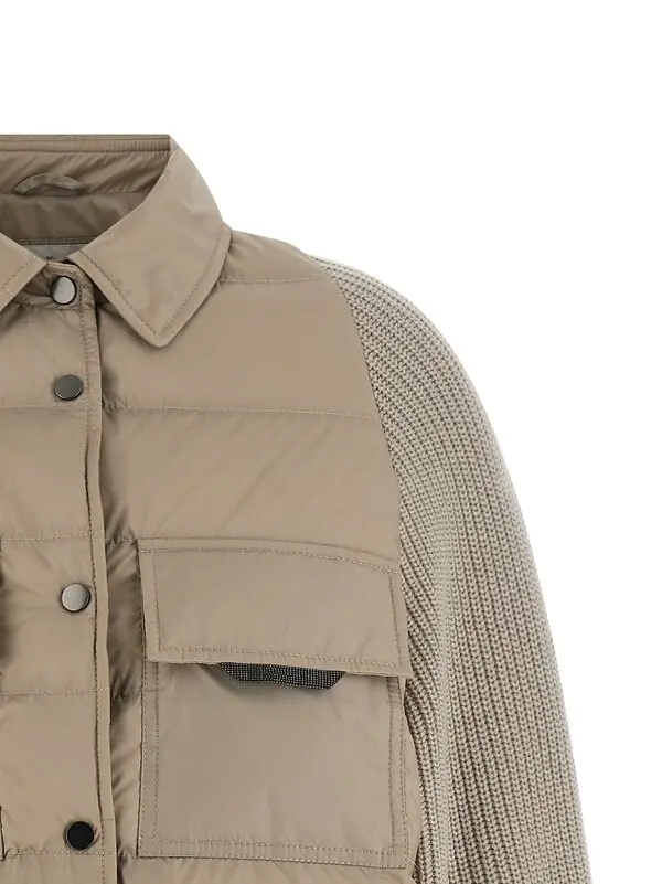 Brunello Cucinelli Shiny Flap Detail' Down Jacket