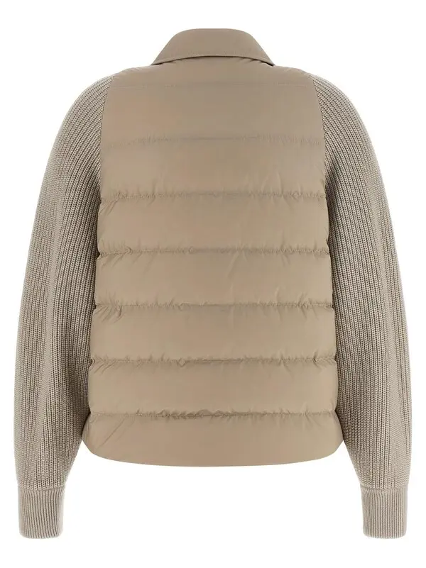 Brunello Cucinelli Shiny Flap Detail Down Jacket - Cream