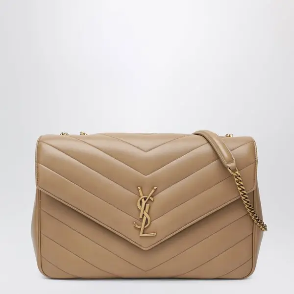 Saint Laurent Loulou Large Light Brown Leather Bag - Cream