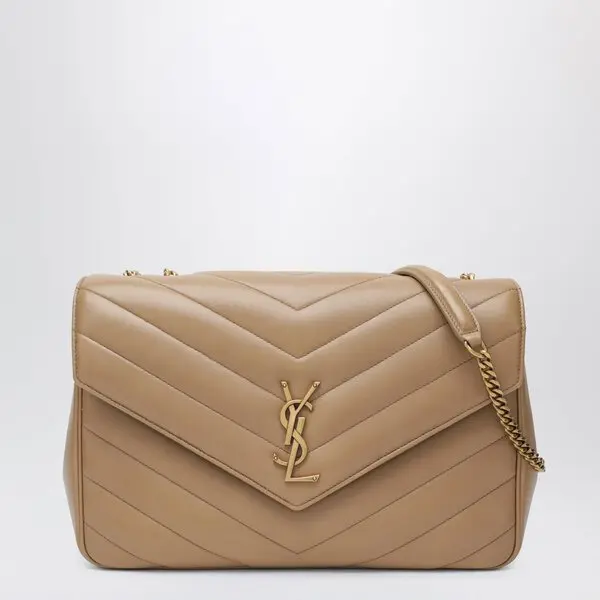 Saint Laurent Loulou Large Light Brown Leather Bag - Cream