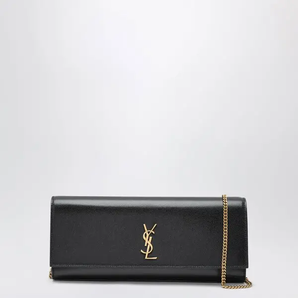 Saint Laurent Kate Clutch In Grain De Poudre Leather - Black