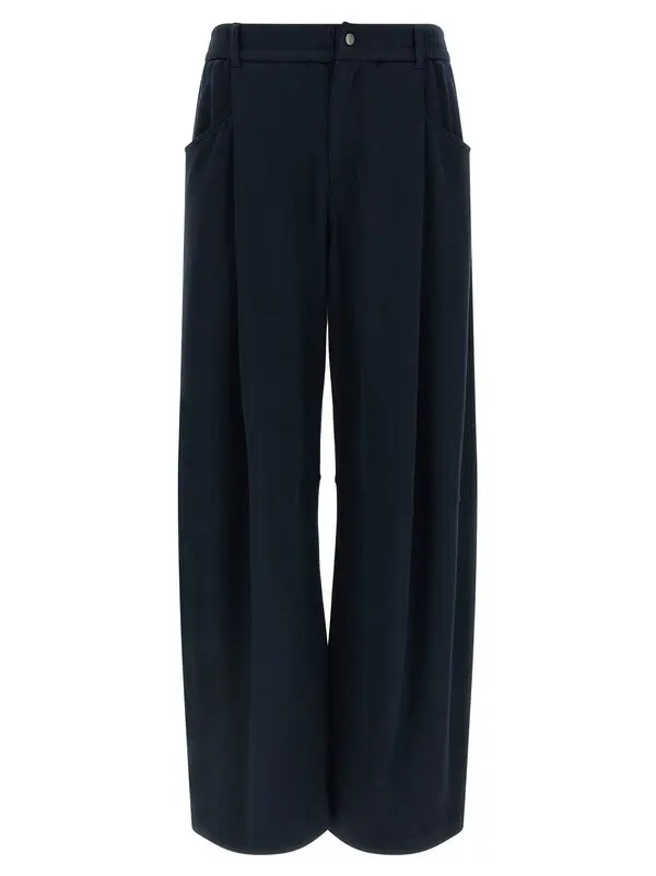 Brunello Cucinelli Wide Leg Cotton Silk Trousers - Blue