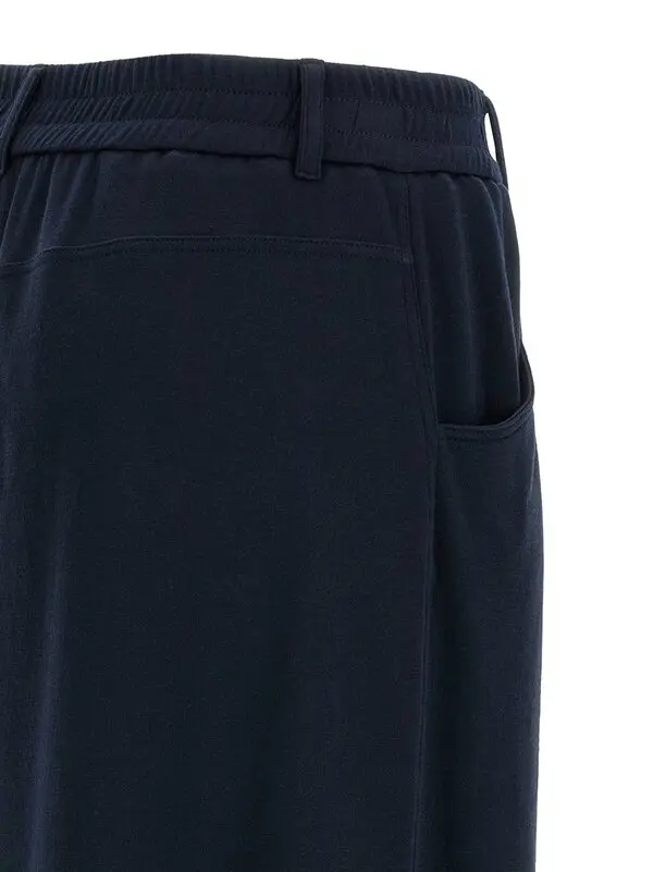 Brunello Cucinelli Wide Leg Cotton Silk Trousers