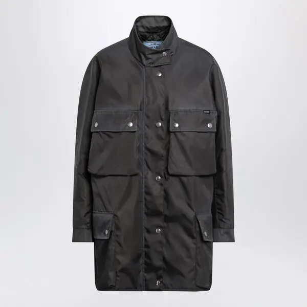 Prada Lead-colored Washed Re-nylon Raincoat
