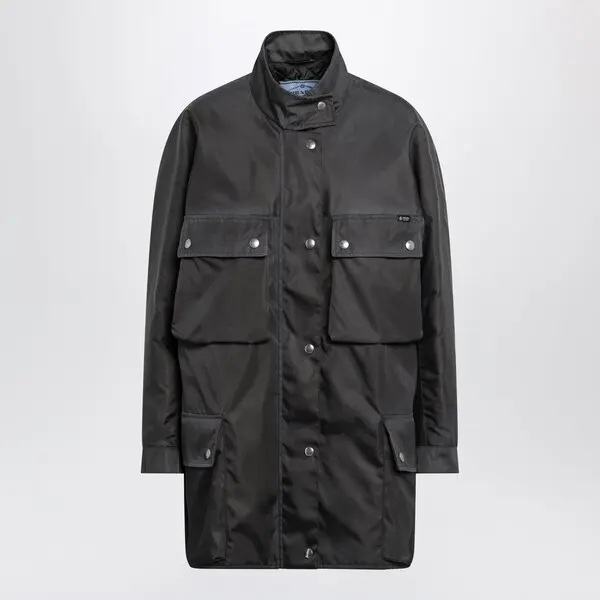 Prada Lead-colored Washed Re-nylon Raincoat - Gray