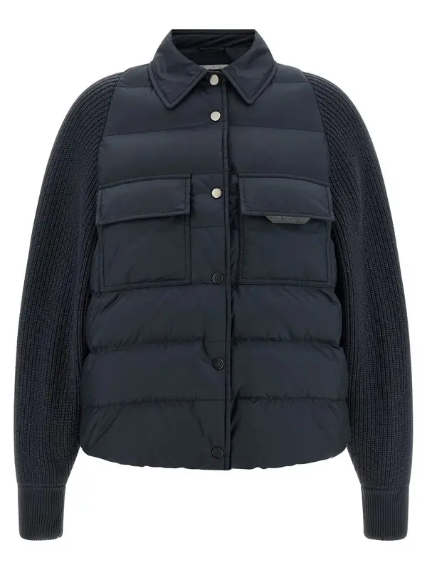 Brunello Cucinelli Shiny Flap Detail' Down Jacket