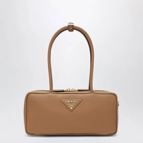Prada Calf Leather Bowling Bag - Brown