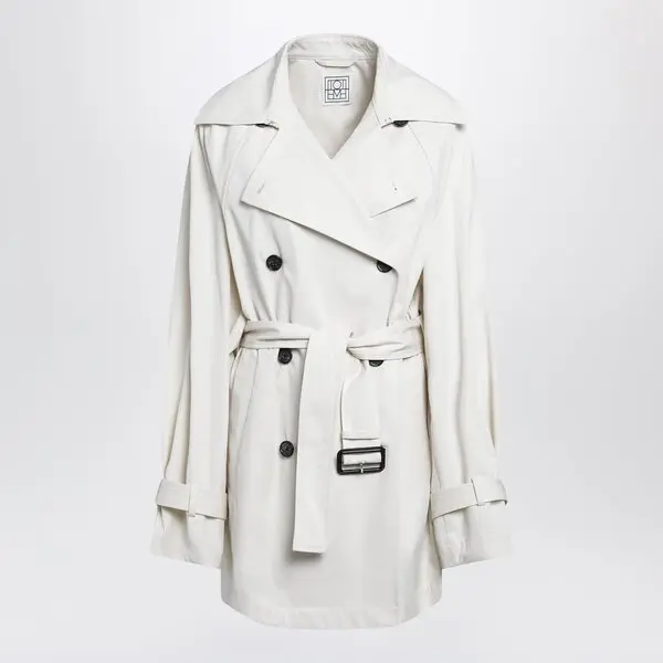 TOTEME Ivory Double-breasted Cotton Trench Coat - Cream