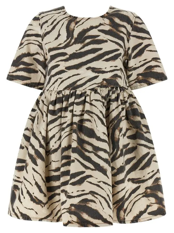 GANNI Zebra Denim Mini Dress - Multicolor