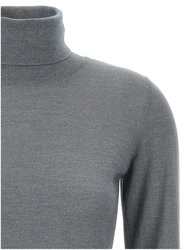 Brunello Cucinelli Metallic Turtleneck Sweater - Gray