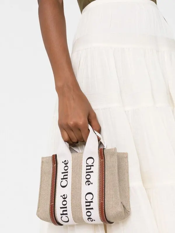 Chloé Woody Mini Linen Tote
