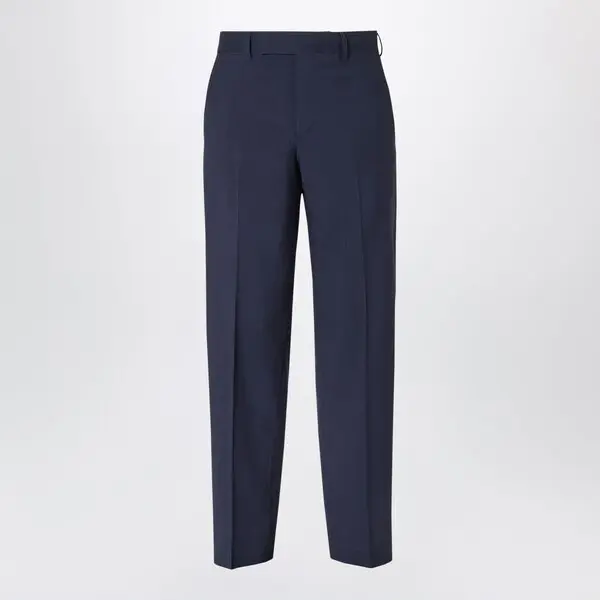 Fendi Dark Wool Canvas Trousers - Blue