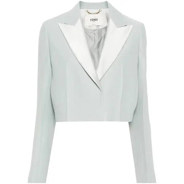 Fendi Wool-silk Blend Cropped Blazer