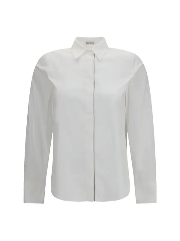 Brunello Cucinelli Stretch Cotton Poplin Shirt - White