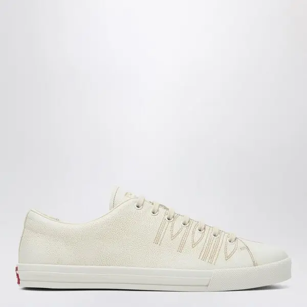Prada Talc-coloured Leather Sneakers - White