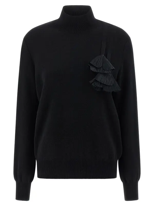 FERRAGAMO Floral Insert Sweater - Black