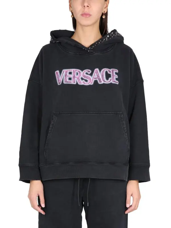Versace Sweatshirt With Studs - Black