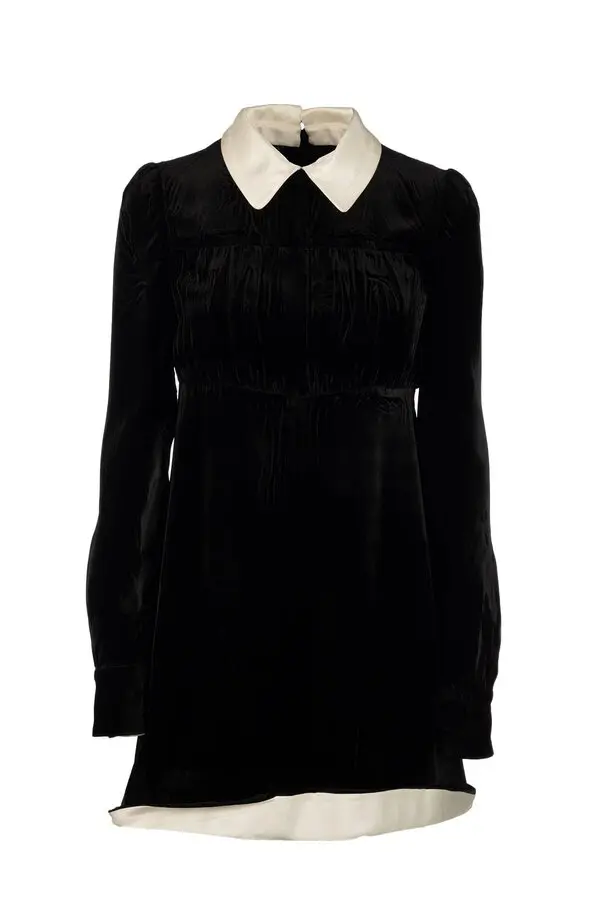 Prada Velvet Dress With Contrast Collar - Multicolor