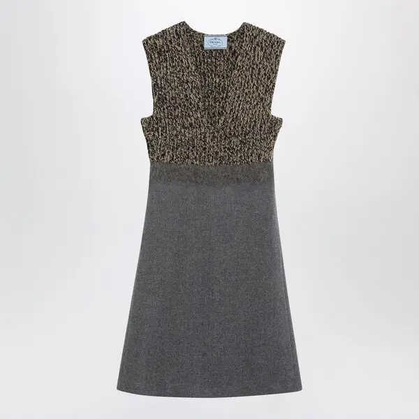 Prada Sleeveless Grey Wool And Cashmere Dress - Gray