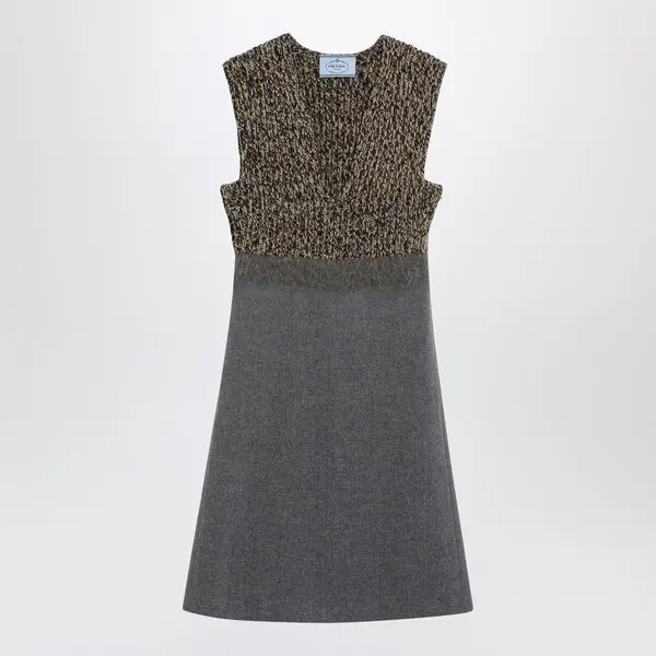Prada Wool And Cashmere Sleeveless Dress - Gray