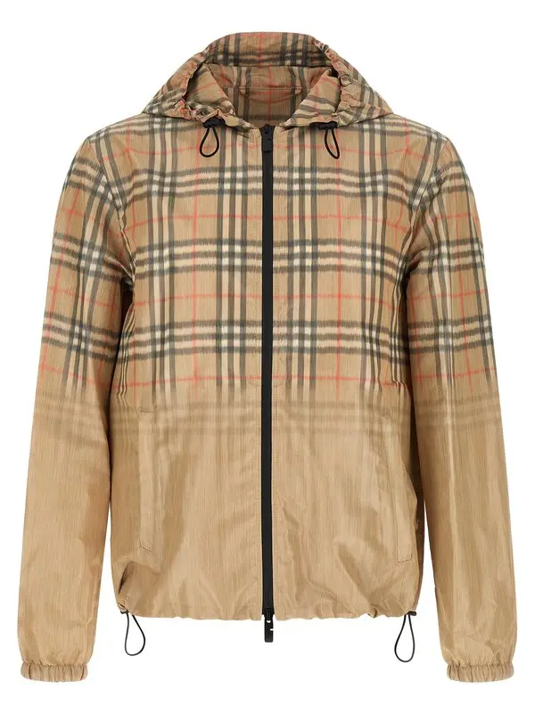 Burberry Checked Hooded Windbreaker