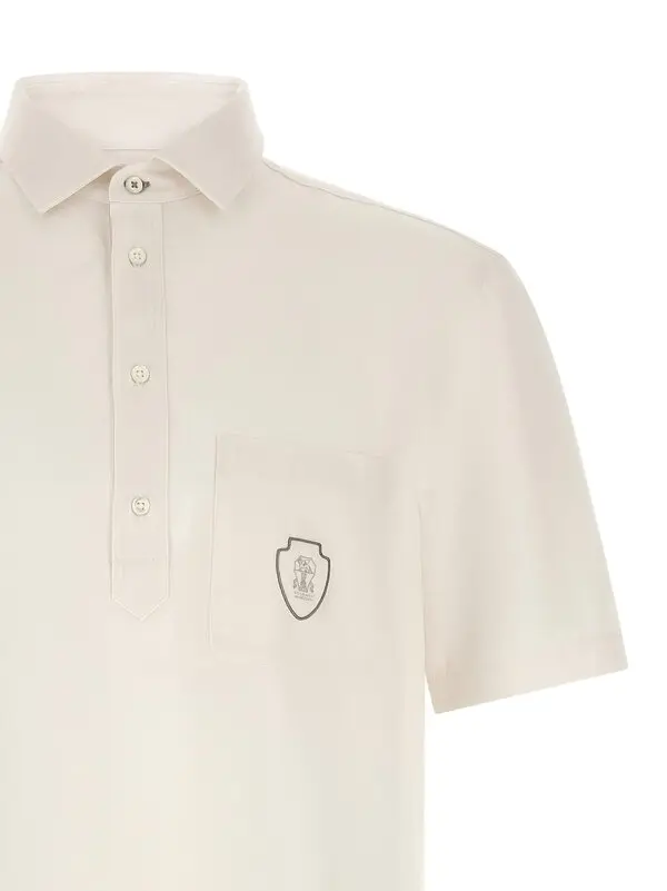 Brunello Cucinelli Heraldic Logo Polo Shirt - White