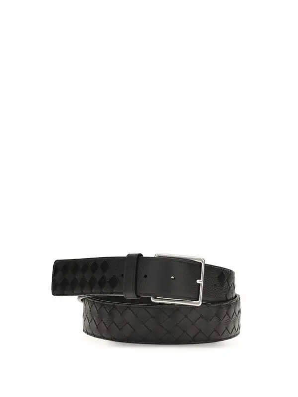 Bottega Veneta Intreccio Leather Belt - Black