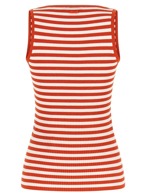 Max Mara Striped Technical Yarn Tank Top - Red