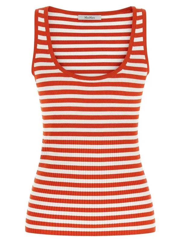 Max Mara Striped Technical Yarn Tank Top - Red