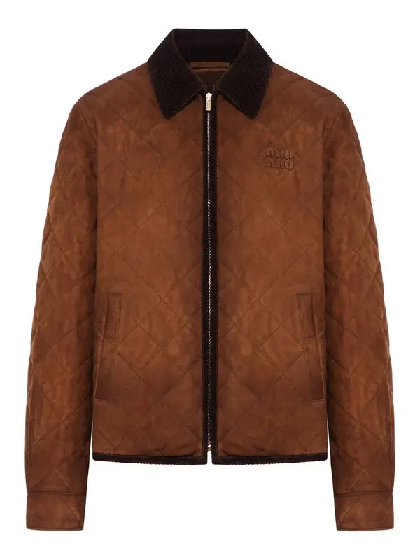 Miu Miu Suede Jacket With Velvet Collar - Multicolor