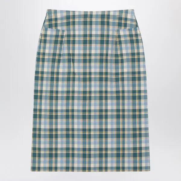 Prada Ottanio Pencil Skirt With Check Pattern