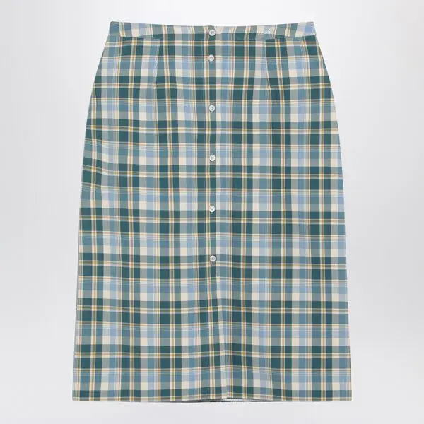 Prada Check Pattern Pencil Skirt - Multicolor