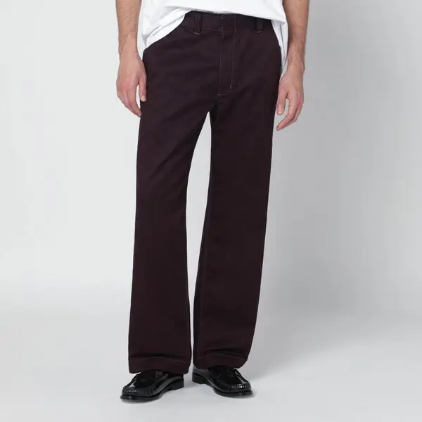 Needles Burgundy Cotton-blend Trousers - Red