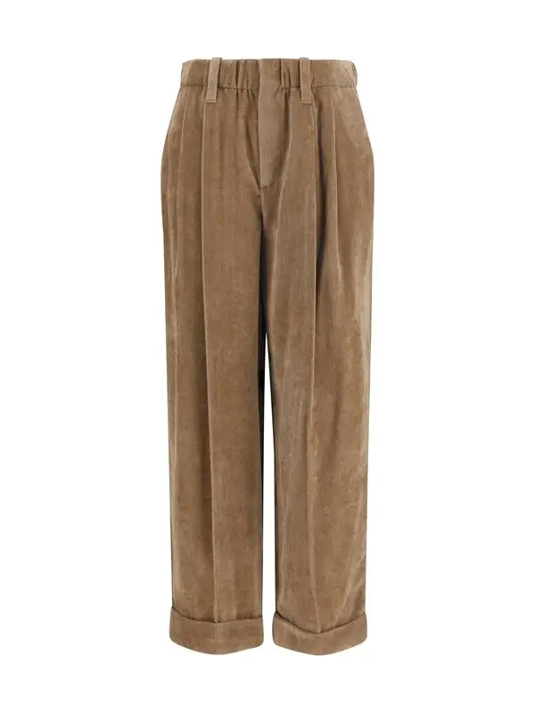 Brunello Cucinelli Elasticated Viscose And Cashmere Pants - Brown