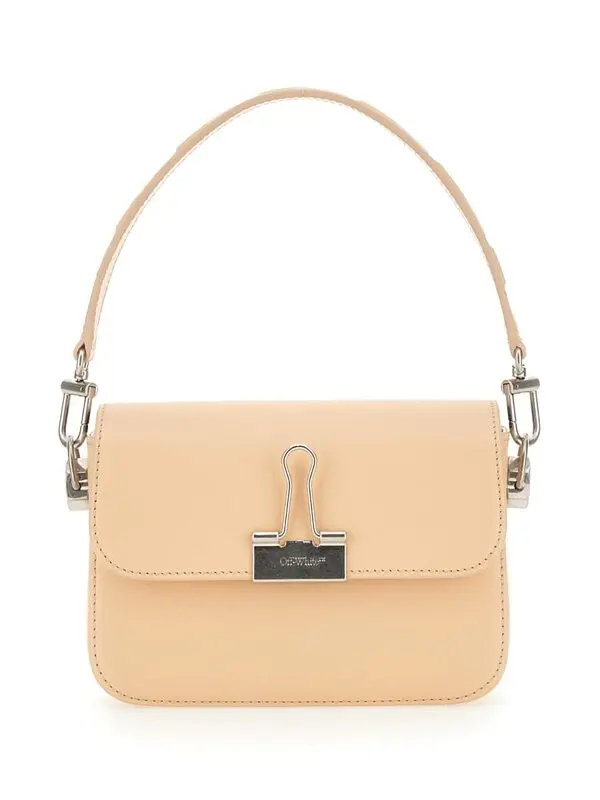 Off-White Small Leather Binder Bag - Cream