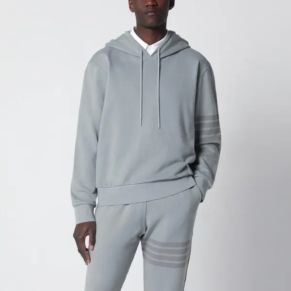 Thom Browne Cotton Hooded Sweatshirt - Gray