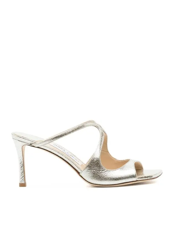 JIMMY CHOO Champagne Laminated Leather Clogs