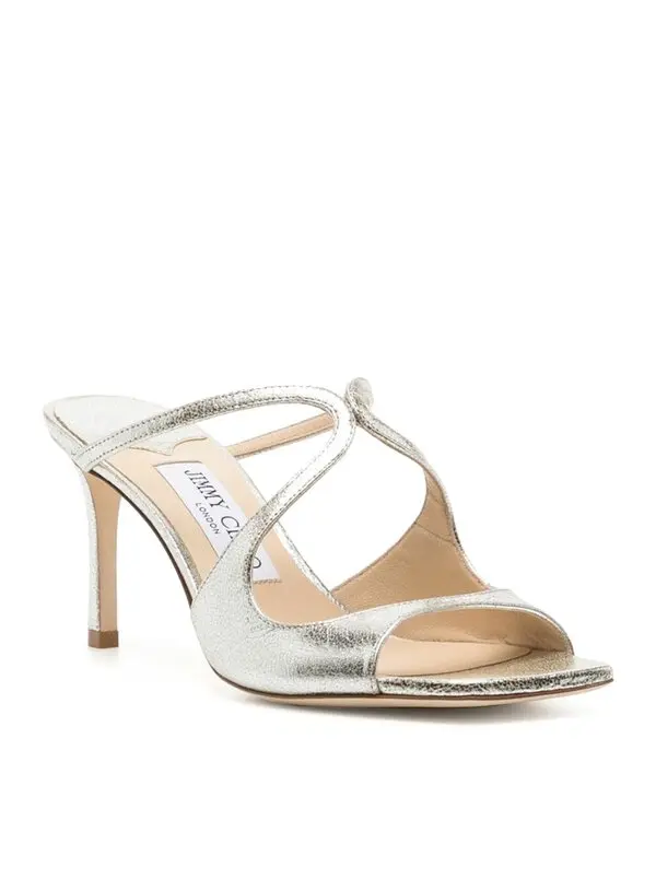 JIMMY CHOO Champagne Laminated Leather Clogs