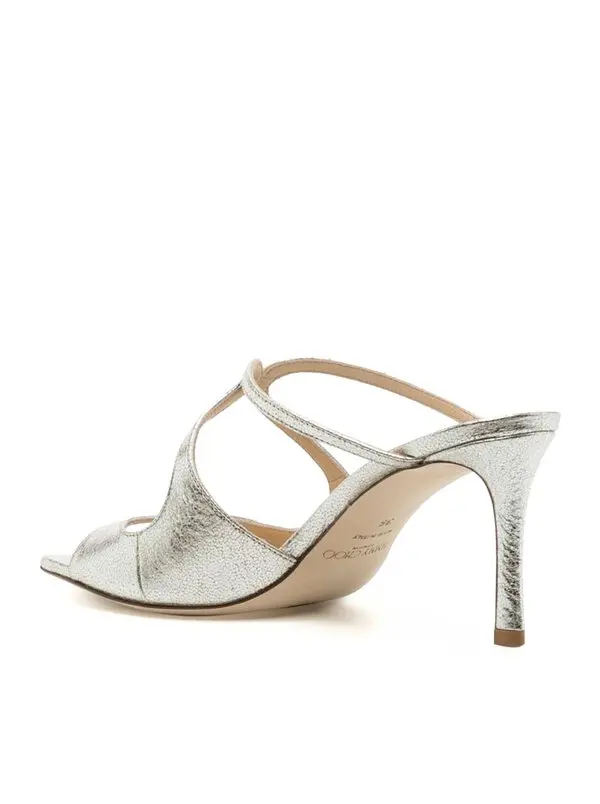 JIMMY CHOO Champagne Laminated Leather Clogs